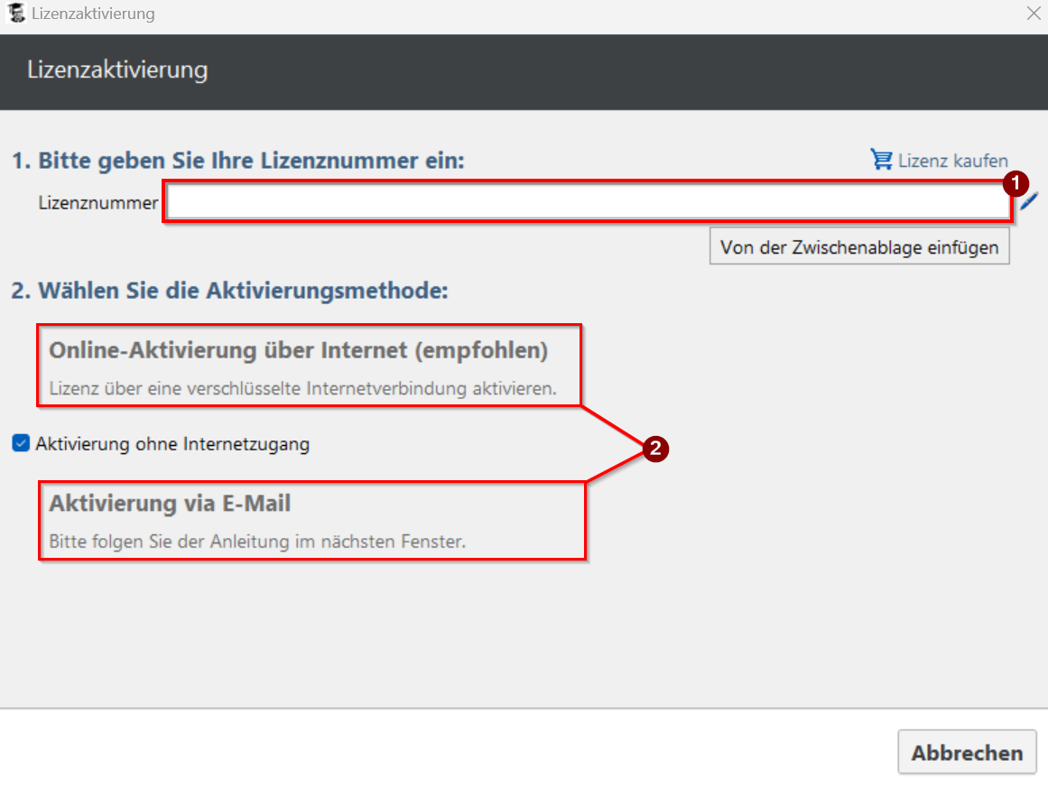 Lizenzen aktivieren – Dr. Tax Helpdesk
